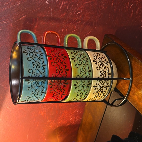 Pier 1 | Kitchen | Pier Hand Painted Stoneware Multicolored Scroll Cafe ...